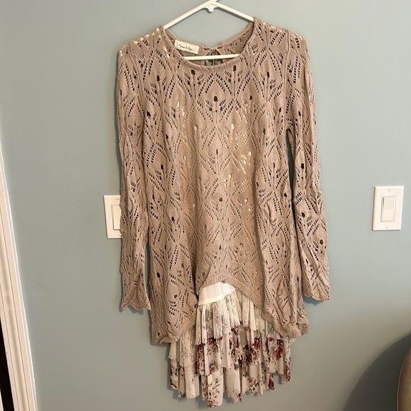 Grace & Lace | Sweaters | Grace Lace Two Piece Combo Pointelle Tieback ...